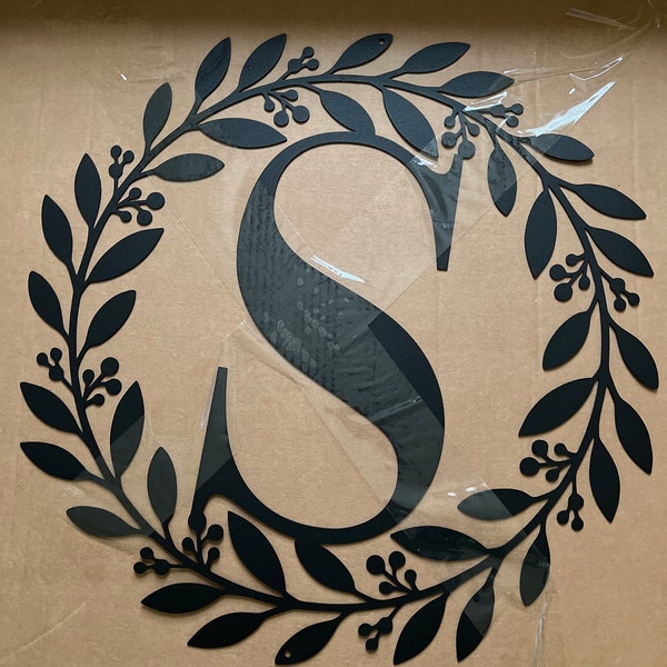 Personalized Classic Initial Metal Sign, Metal Circle Letter Monogram ...