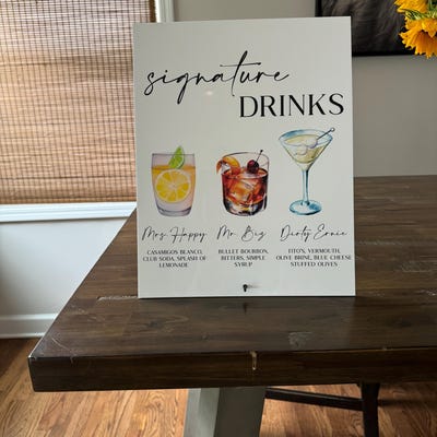 Bar Menu Drink Menu Acrylic Sign Drink Menu Sign Drink Menu Wedding ...