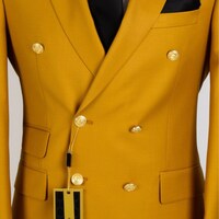 Double Breasted Black Golden Button Mens Suit - Etsy Canada