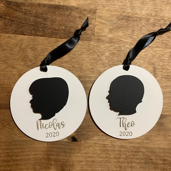 Silhouette Ornament. Custom Silhouette Keepsake Gift Ornament. Kids ...