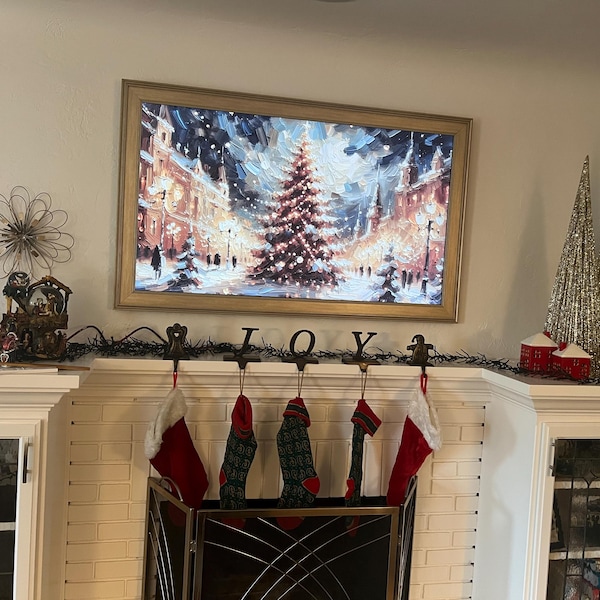 FRAME TV Art Santa and Reindeer Flying, Christmas Frame Tv Pictures ...