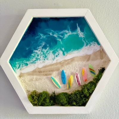 Sparkly Blue Ocean Shot Glass Hawaiian Blue Wave Glasses Resin Barware ...