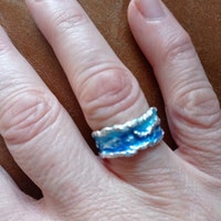 Gold Wave Ring Blue Enamel Ring Unique Wedding Rings Sea Wave - Etsy