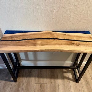 Wood Console Table, Live Edge Epoxy Resin Console Table,tv Media ...