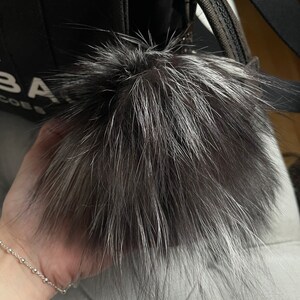 Black Furry Ring, Mink Pompom Ring, Mink Finger Ring With Genuine ...