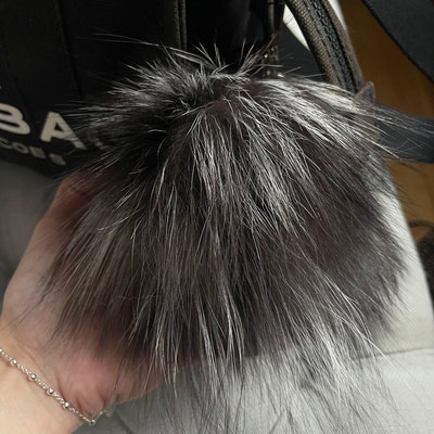 Black Furry Ring, Mink Pompom Ring, Mink Finger Ring With Genuine ...