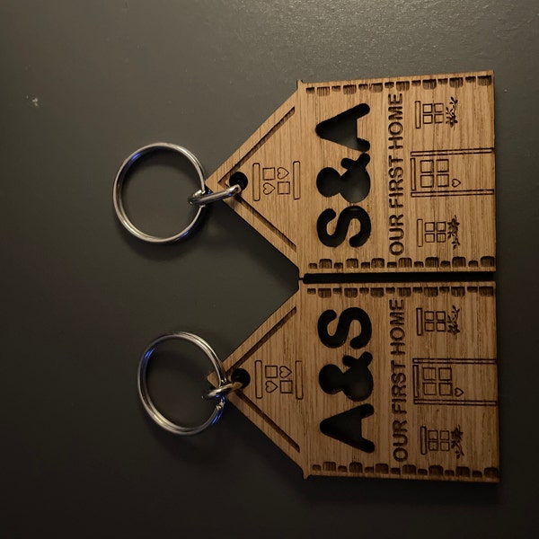 Set of 2 Couples New Home Keyrings - Housewarming Gift - Personalised ...