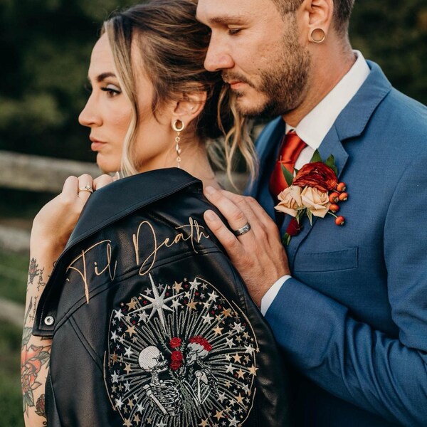 Bride Leather Jacket Embroidered Jacket Till Death Jacket Western ...