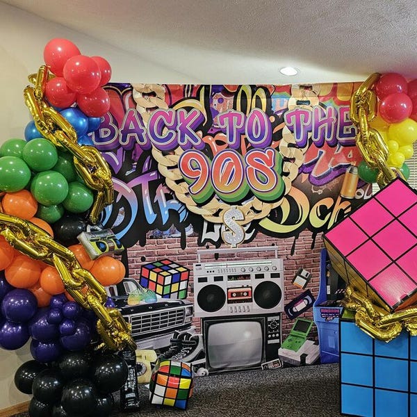 90s Party Backdrop Back to the 90s Banner Throwback Tapestry Hip Hop ...
