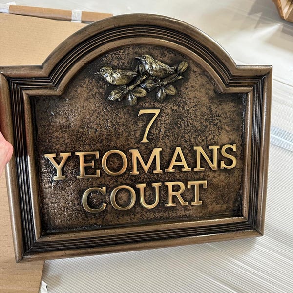 Floral Roses Garden House Sign, House Name Sign in Cold Cast Bronze and ...