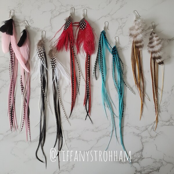 12 Grizzly Dyed Red Feather Hair Extensions, Premium Quality Whiting ...