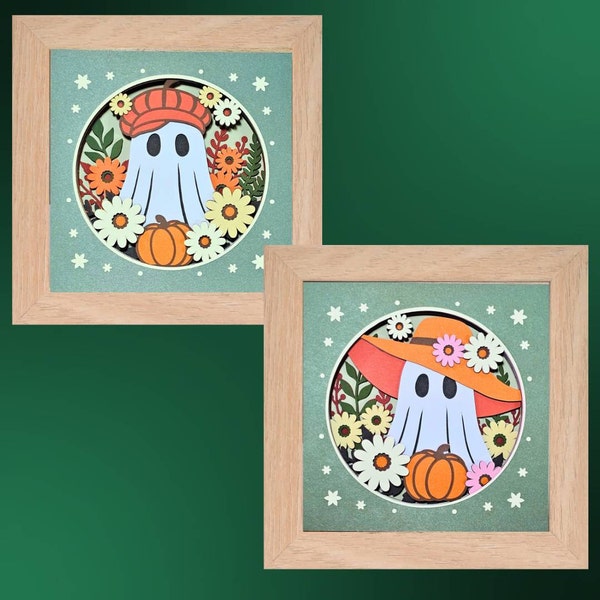 Cute Fall Ghost 3D Shadow Box SVG/ Welcome Fall Layered Cardstock/ Cute ...