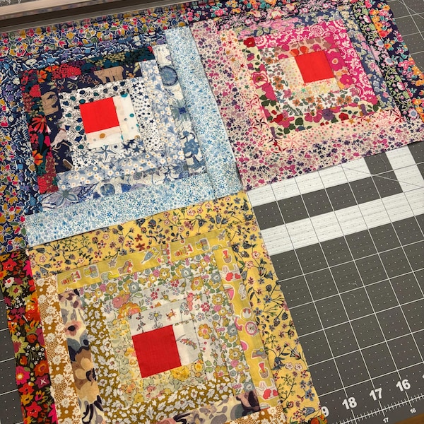 7.5-inch Log Cabin Quilt Block - Foundation Paper Piecing Block for 1. ...