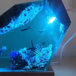 Epoxy Resin Ocean Lamp,whale Shark and Diver Night Light,resin Wood ...