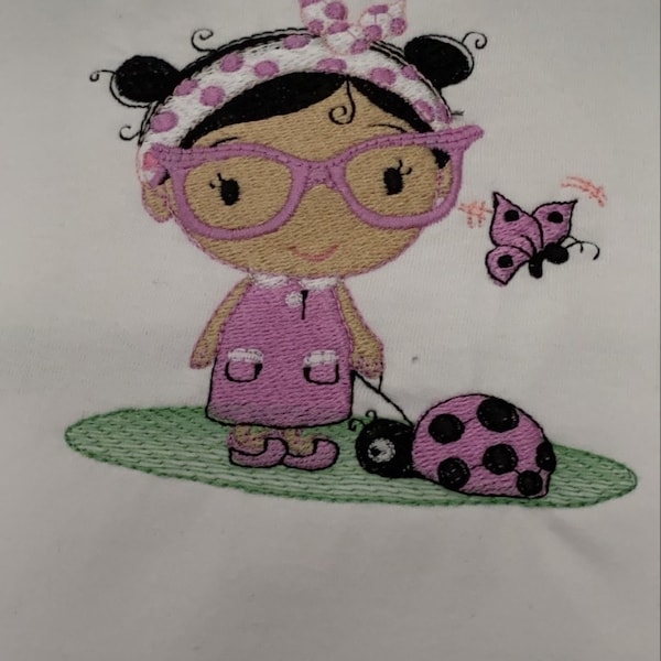 Ladybug Embroidery Designs - Baby Girl With Glasses Machine Embroidery ...