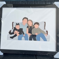 Memorial Custom Line Drawing, Digital Portrait, Family Loss, Family ...