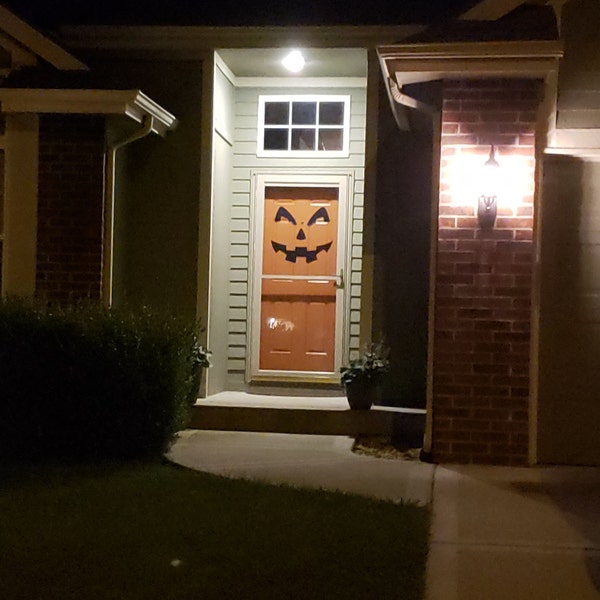Jack-o-lantern Door Decal | Scary Face | Halloween Wall Sticker - Etsy