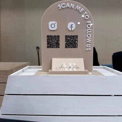 The Half Arch Acrylic Modern QR Sign Freestanding Code Instagram ...