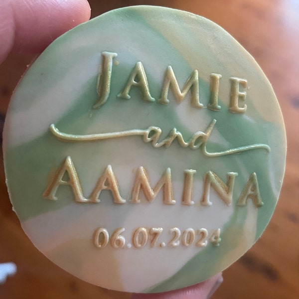 Custom Names and Date Wedding Cookie Stamp. Wedding Fondant Biscuit ...