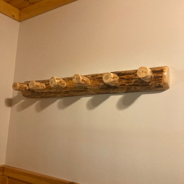 Rustic Half Log Coat Rack: Natural Wood Wall Decor - Etsy