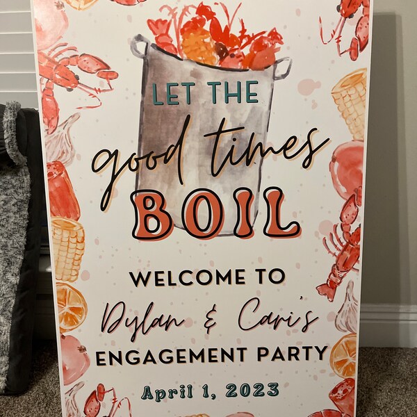 Crawfish Boil Engagement Party Welcome Sign | DIY Editable Cajun ...