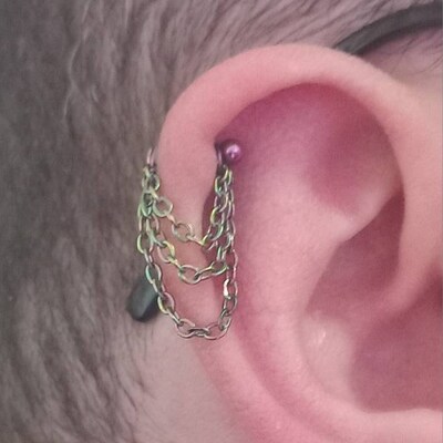 2 Style Barbell Chain Ear Piercing Chain Industrial - Etsy