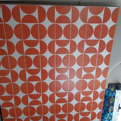 Orange Modern Circles Pattern Tile Stickers, Suitable Wall and Floor ...