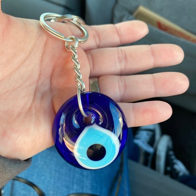 Evil Eye Keychain, Blue Glass Evil Eye, Turkish Nazar Boncuk, Greek Eye Keyring, Good Luck ...