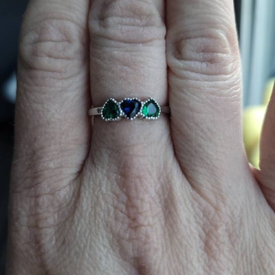 Dainty Birthstone Ring, Round Family Birthstone, Mother Grandma Ring ...