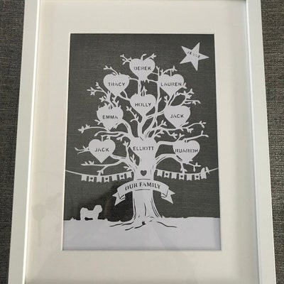 Family Tree Papercut // Personalised Papercutting A4 or A3 - Etsy