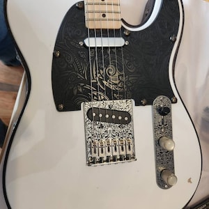 Custom White Psychedelic Textured Pickguard Fits Fender Telecaster USA ...