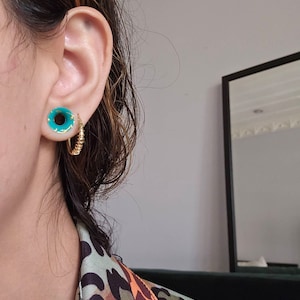 Pairs Green Stone Ear Gauges/double Flared Ear Plug/gauge & - Etsy