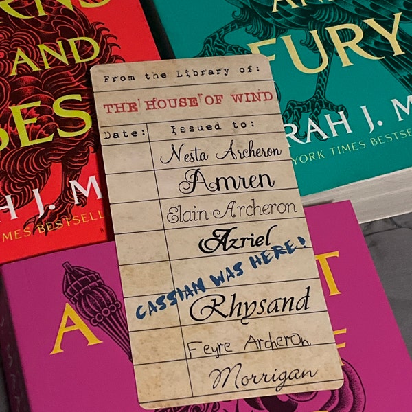 ACOTAR House of Wind Library Card Bookmark | A Court of Thorns and ...