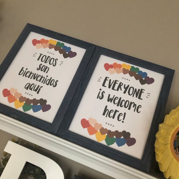 Everyone is Welcome Here Rainbow Poster: Classroom Poster, Classroom ...