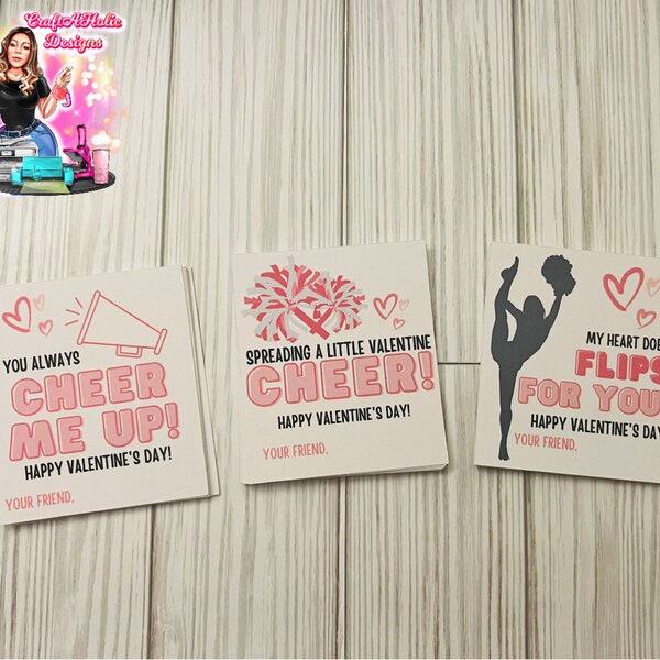 Printable Kids Valentine Exchange Cards, Cheer Girls Valentines, School ...