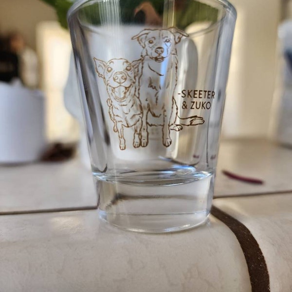 Custom Pet Illustration - Monogram - Double-sided Shot Glass #190C ...