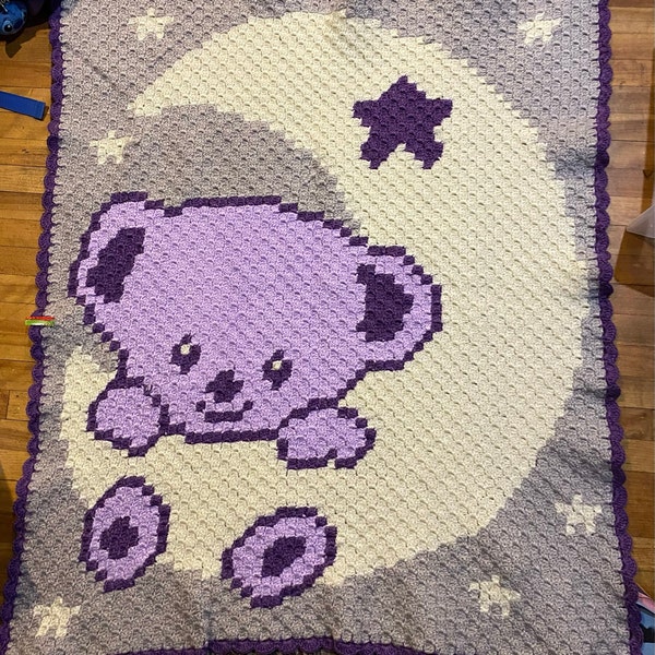 C2C Bear on the Moon Baby Crochet Pattern / C2C Baby Blanket / C2C Baby ...