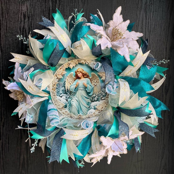 Christmas Angel Wreath Sign-sublimation-round-chistmas-winter-decor - Etsy