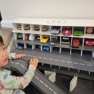 Dark Blue Assembled Wooden Storage Garage Track Ramp ,toddler Boy ...