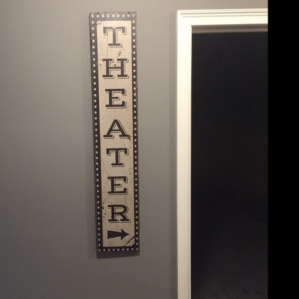 Movie Room Sign, Home Theater Sign, Vertical Theater Sign Wood Theater ...