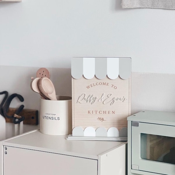 Personalised Kitchen Sign for Kids Play Room, Wooden Laser Engraved ...