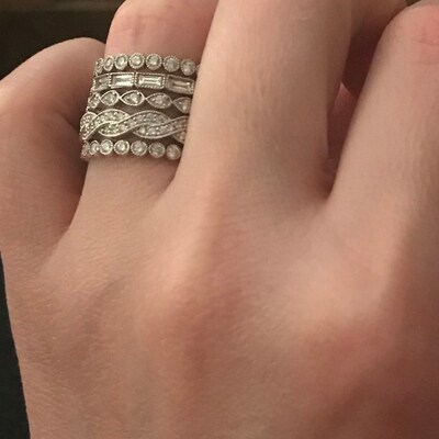 Diamond Stacking Bands, Five Stackable Diamond Bands in White, Yellow ...