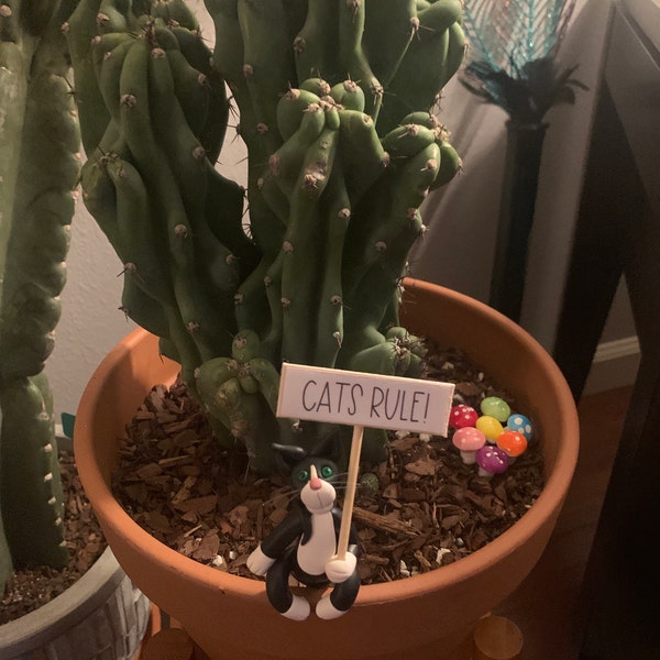 Cat Pot Sitter / Tuxedo Cat / Flower Pot Sitter / Cat Pot Hugger / Cat ...