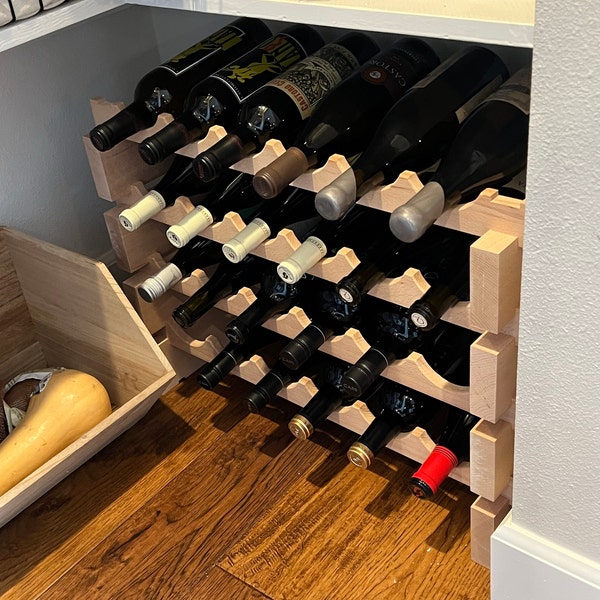 6X Beech Modular Wine Rack Beech Wood 24-72 Bottle Capacity Storage 6 ...