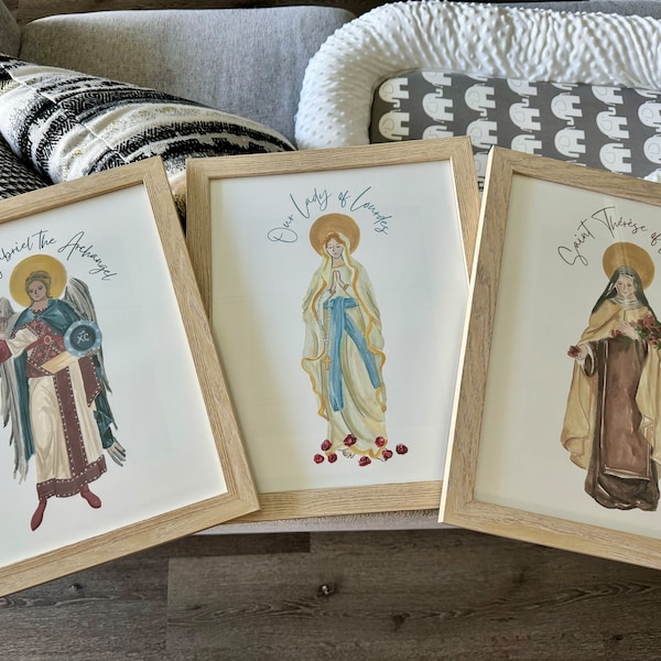 Saint Michael the Archangel Wall Art Catholic Illustration DIGITAL ...