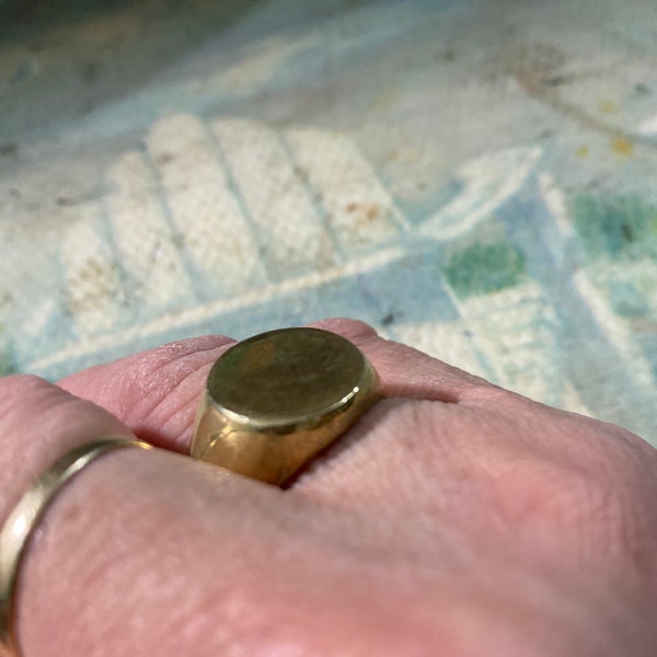 Mens Gold Toned Ring, Big Brass Ring, Flat Top Ring, Simple Rings for ...