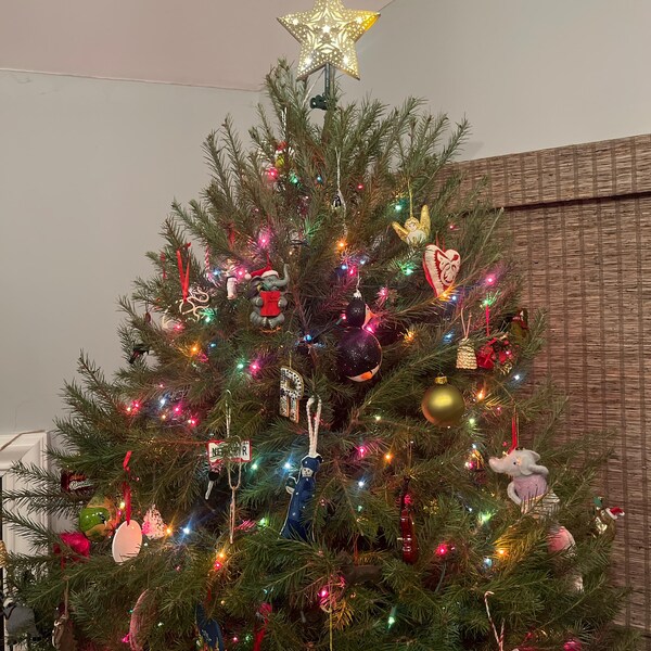13.5" Plug-in Lighted Glitter Star Tree Topper Christmas Holiday Tree ...