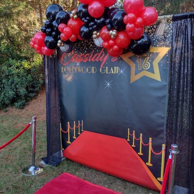 Sweet 16 Backdrop, Hollywood Backdrop, 21st Birthday Backdrop, Red ...