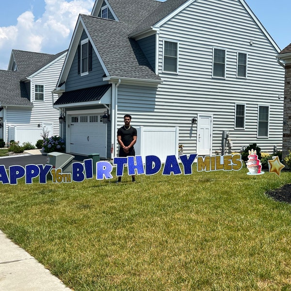 Happy Birthday Yard Signs, 24 Tall Outdoor Lawn Party Decorations ...