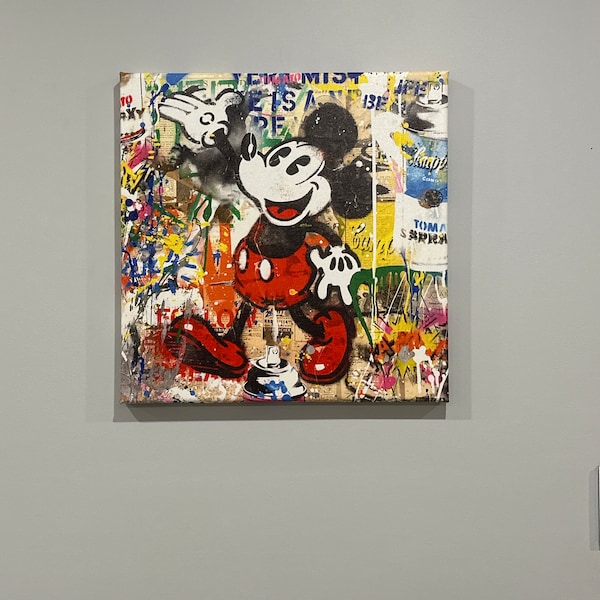 Banksy Old Pop Art Mickey Mouse Canvas Print, Banksy Art, Mickey Mouse ...